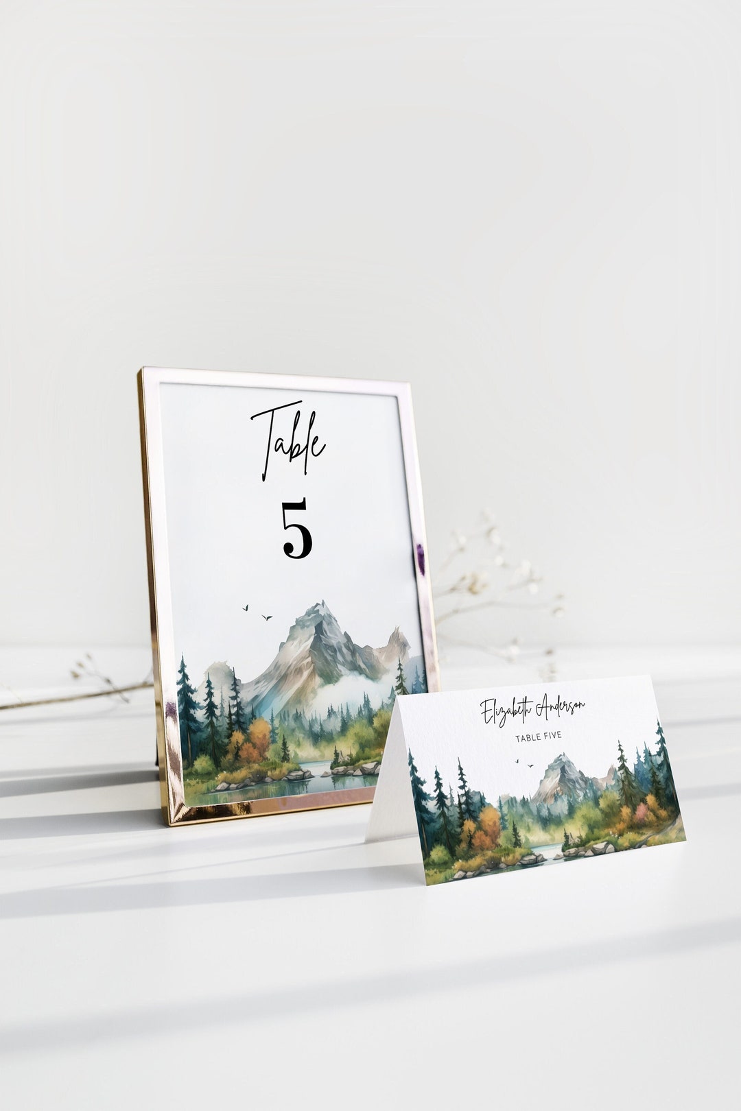 MOUNTAIN Wedding Table Numbers Cards, Printable Place Cards Template ...