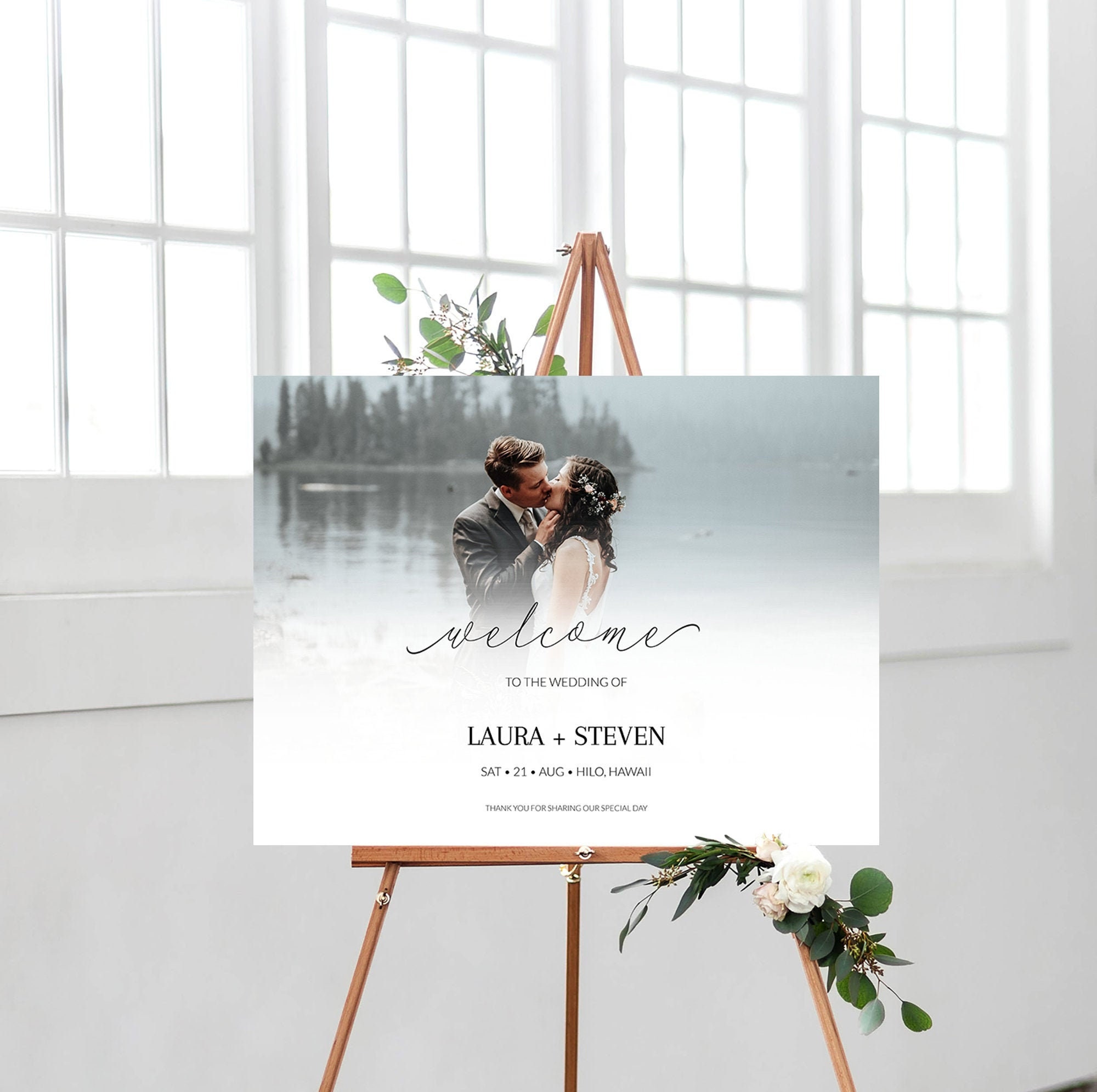 Photo Welcome Wedding Sign Template Horizontal Welcome Sign - Etsy