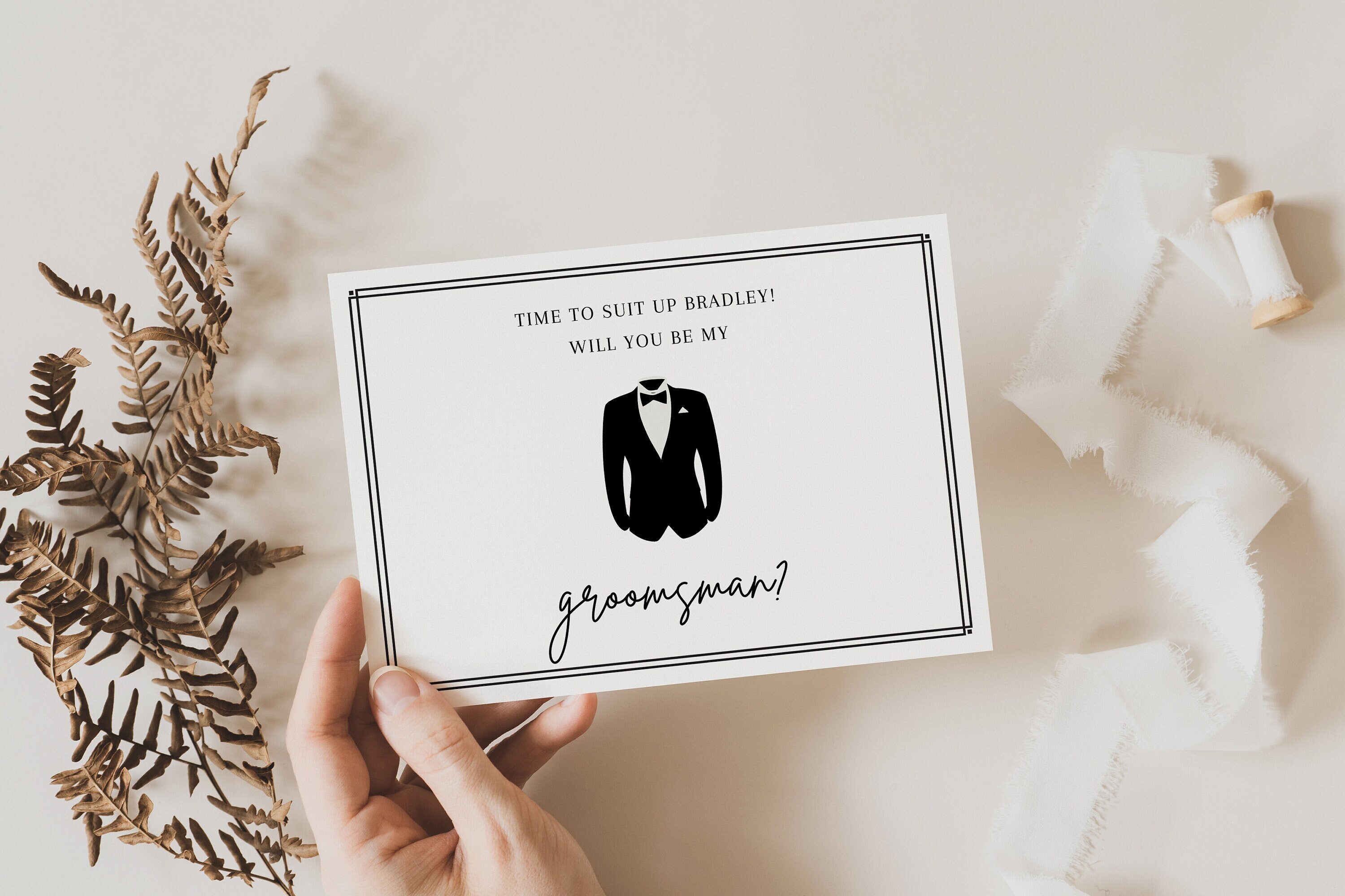 Elegant Groomsman Proposal Card Template, Time to Suit Up Best Man ...
