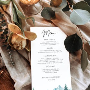 Rustic Forest Mountain Menu Template, Printable Mountain Dinner Menu ...