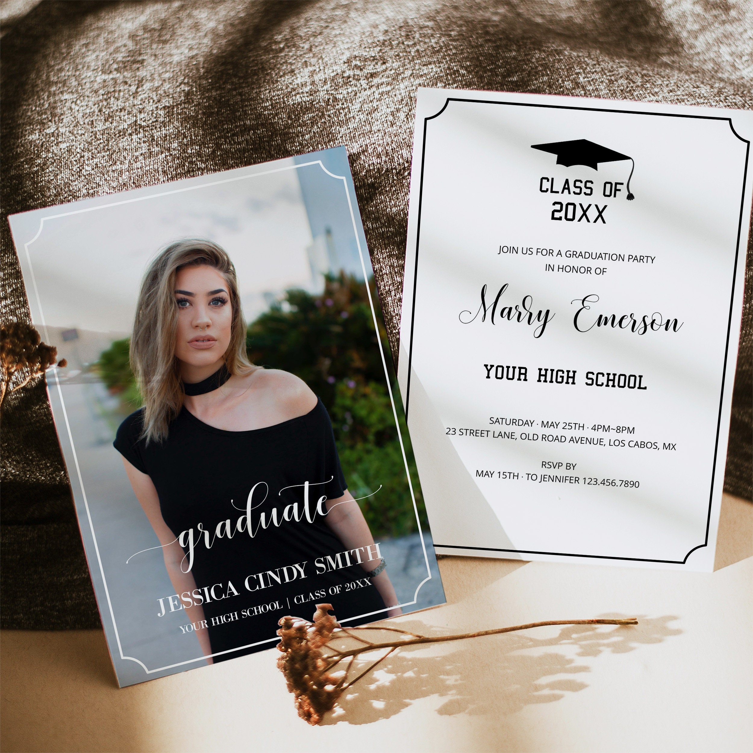 Chic Script Photo Gradute Announcement Printable & Electronic ...