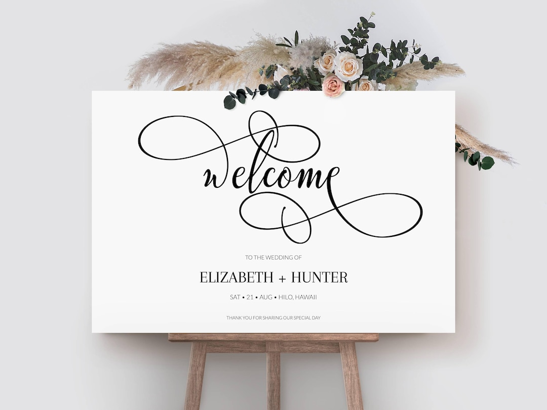Elegant Welcome Sign Template, Printable Wedding Welcome Sign ...