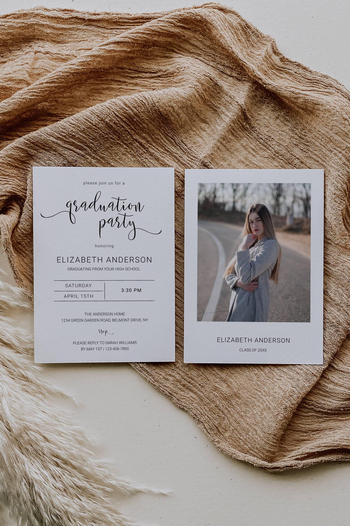 Minimalist Graduation Invitation Template, Class Of, High School ...