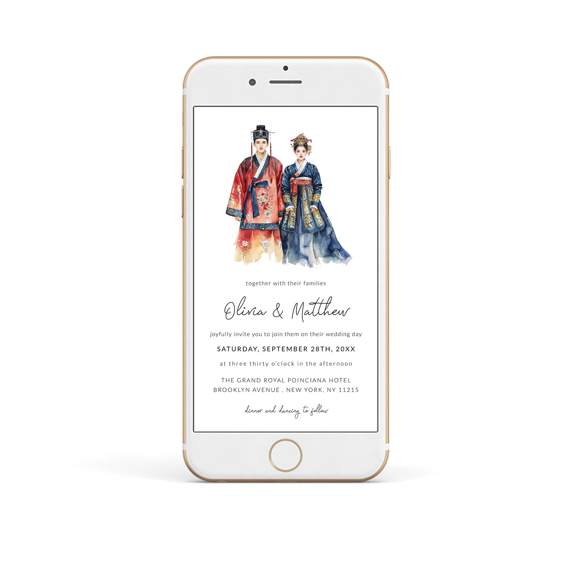 Korean Traditional Wedding Invitation Template, QR Code RSVP ...