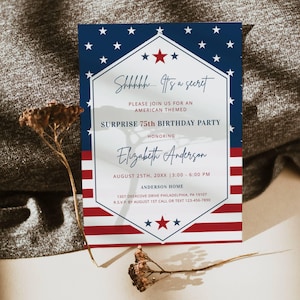 American Theme Birthday Party Invitation Template, Editable Patriotic ...