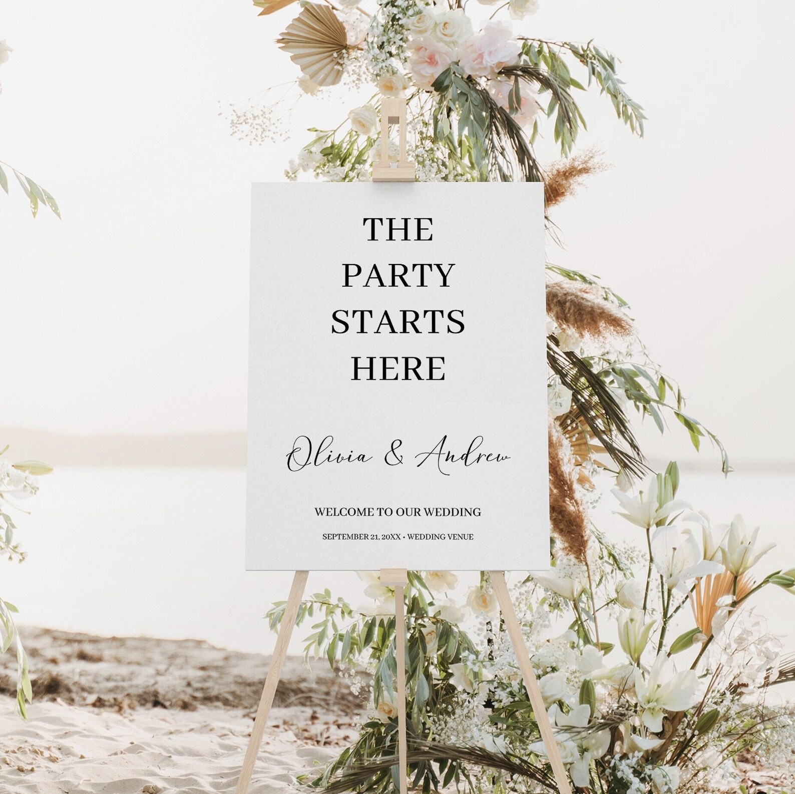 Modern Minimalist the Party Starts Here Sign Template, Printable the ...