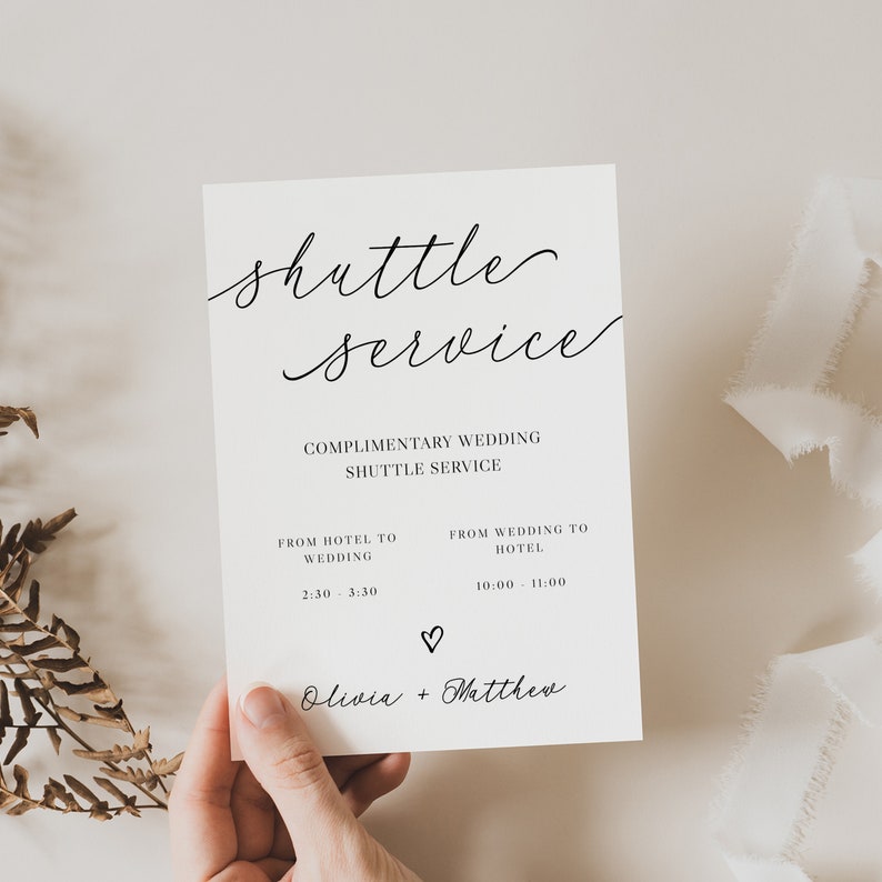 Shuttle Service Wedding Sign Template, Printable Wedding Shuttle ...
