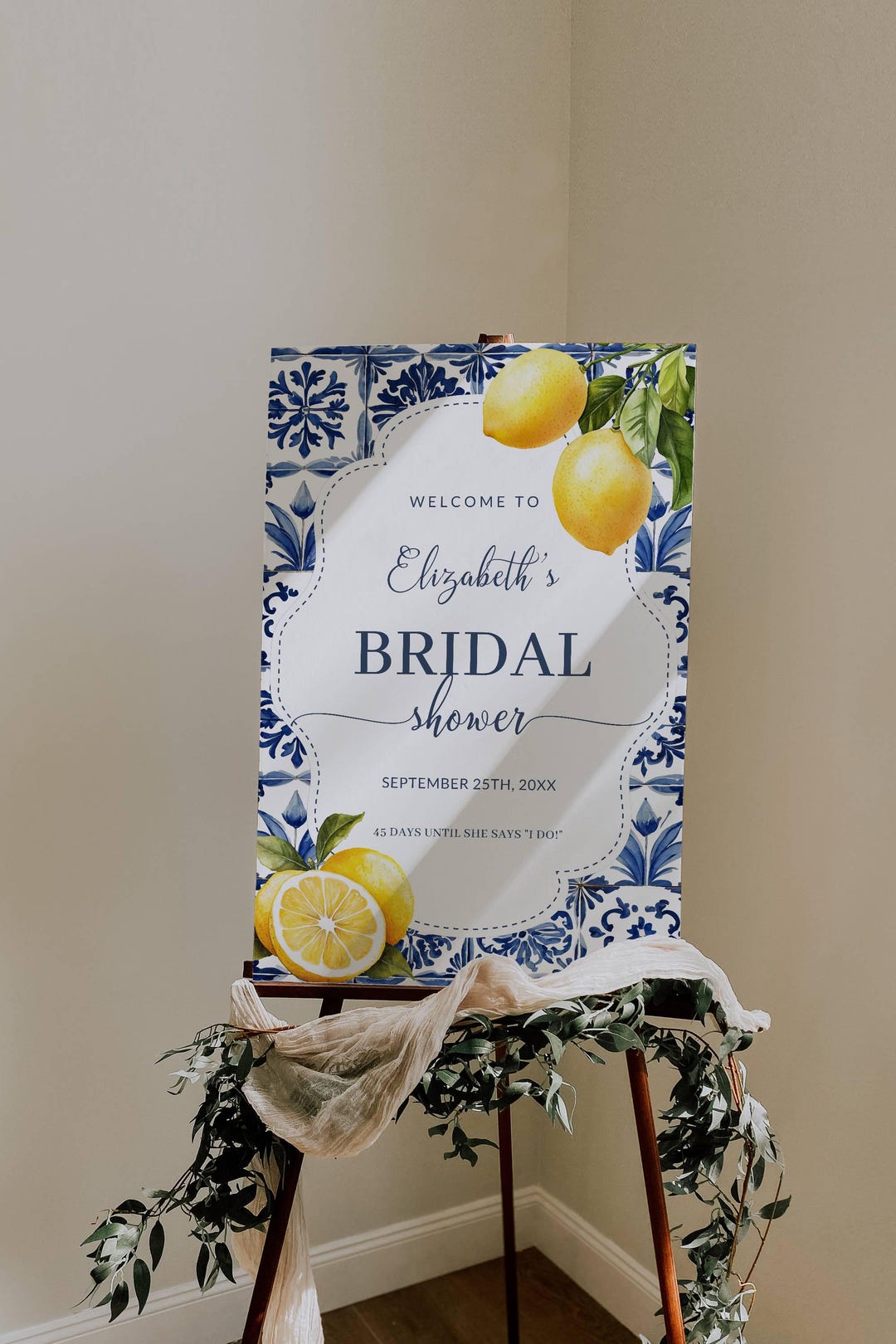 Mediterranean Lemon Bridal Shower Welcome Sign Template, Printable ...