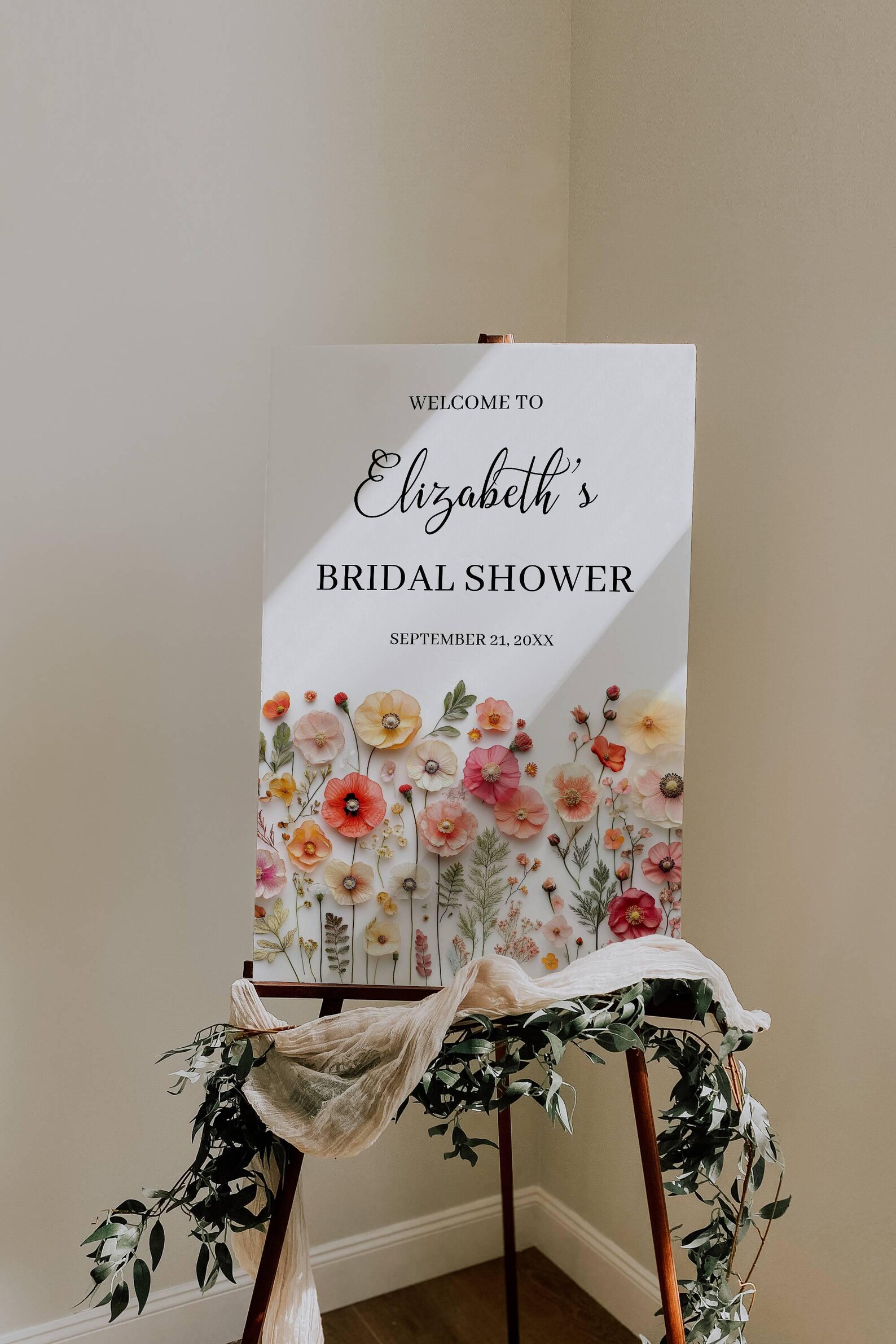Editable Wildflower Welcome Sign Template, Printable Bridal Shower ...