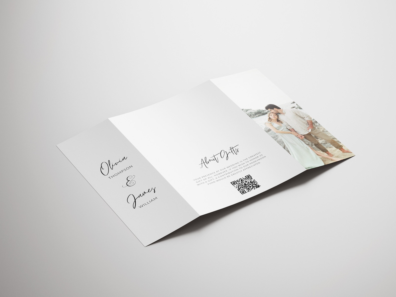 Gatefold Wedding Invitation Template With Icons, Printable Folded ...