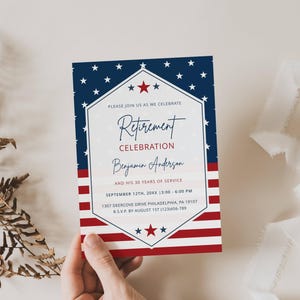 Retirement Party Invitation Template, American Flag, US Navy Marines ...