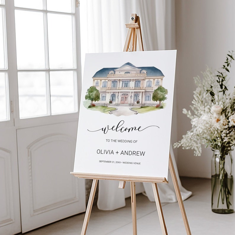 Watercolor Venue Wedding Welcome Sign Template Event Welcome - Etsy