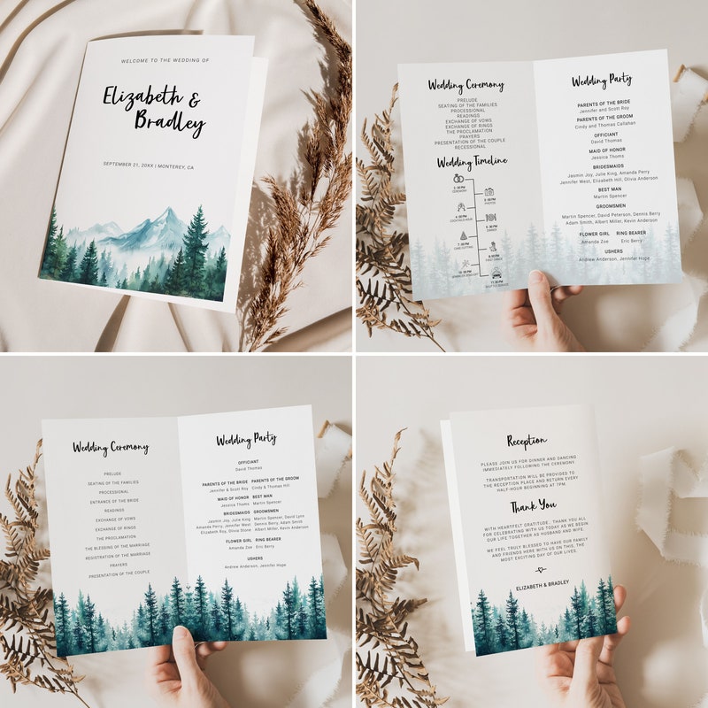 Rustic Wedding Program - Etsy