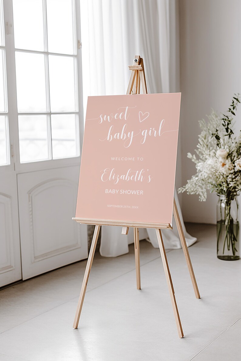 Boho Baby Shower Welcome Sign Girl, Sweet Baby Girl Shower Welcome Sign ...