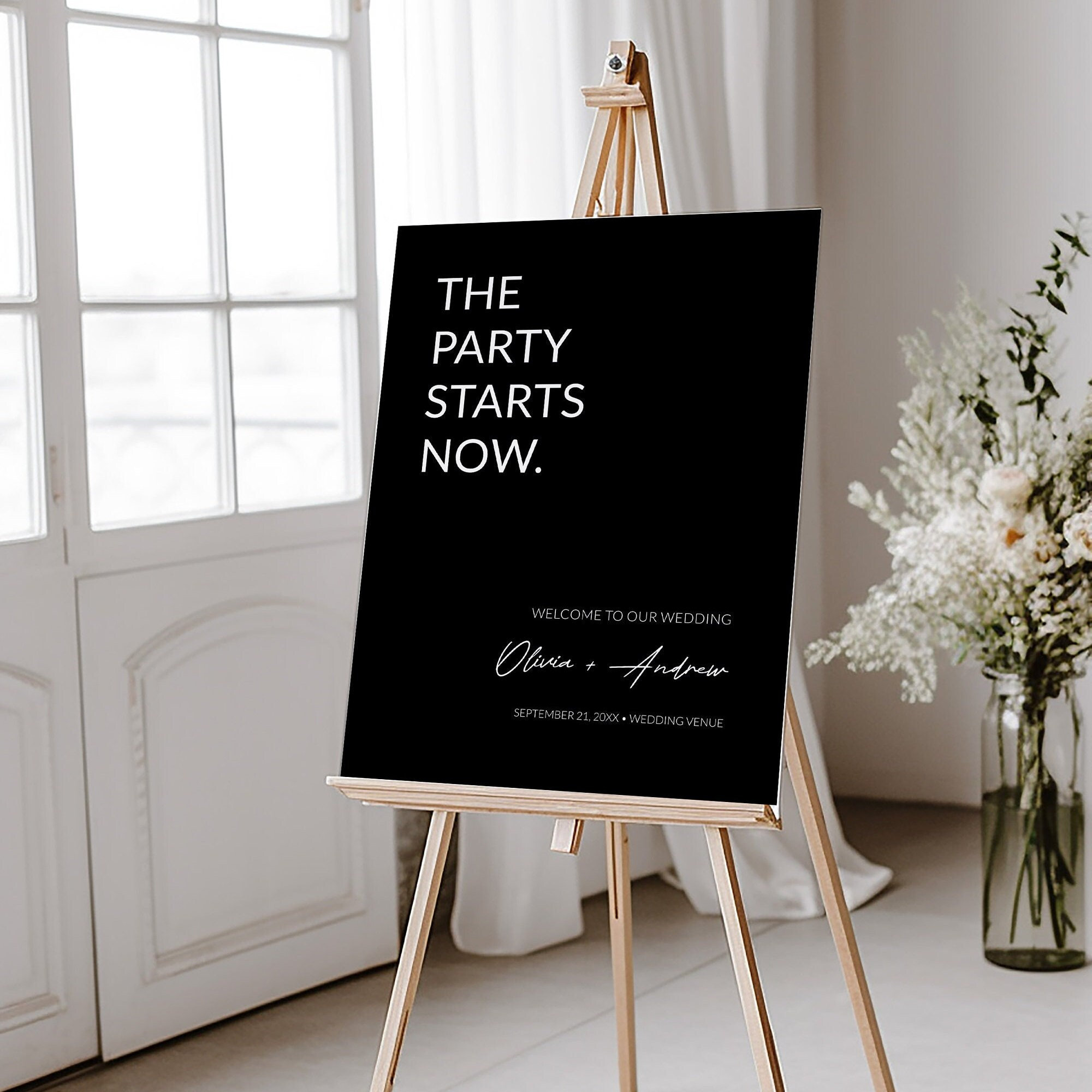 Minimal the Party Starts Now Sign Template, the Party is Here ...