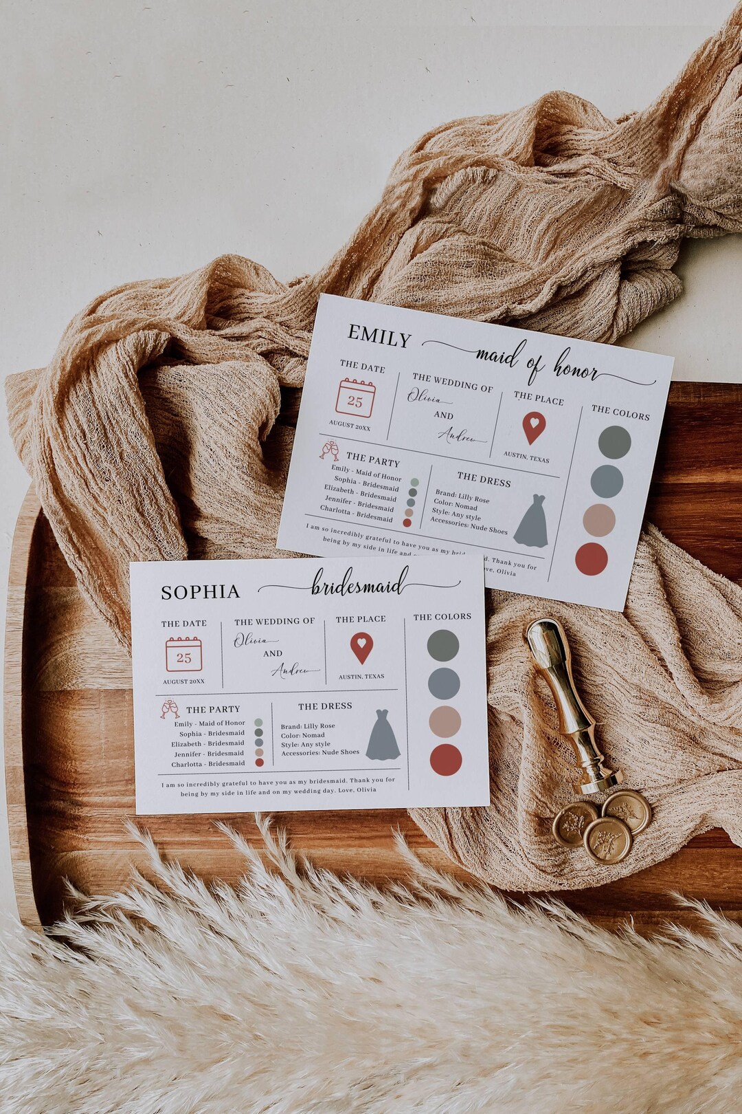Bridesmaid Information Card Template Printable Editable Bridal Party ...