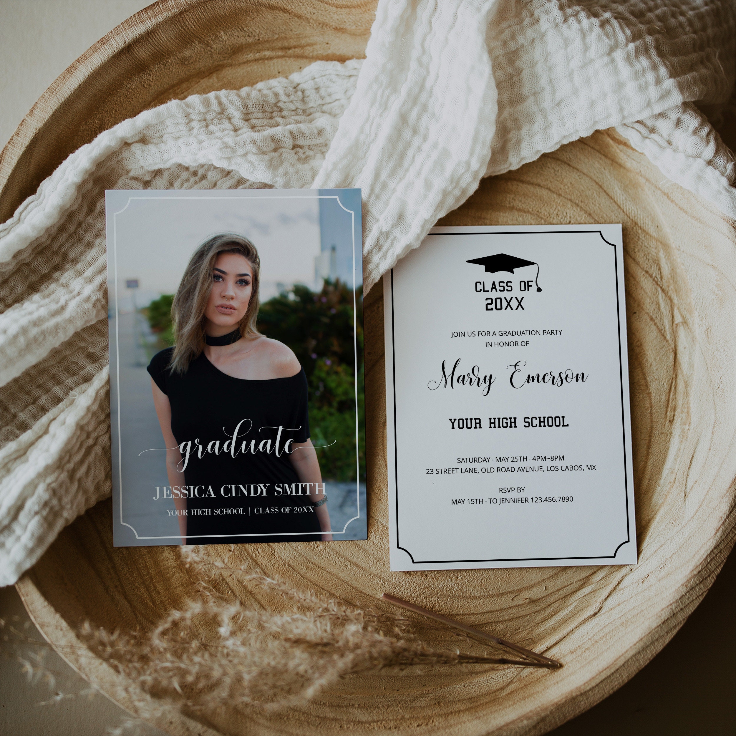 Chic Script Photo Gradute Announcement Printable & Electronic ...