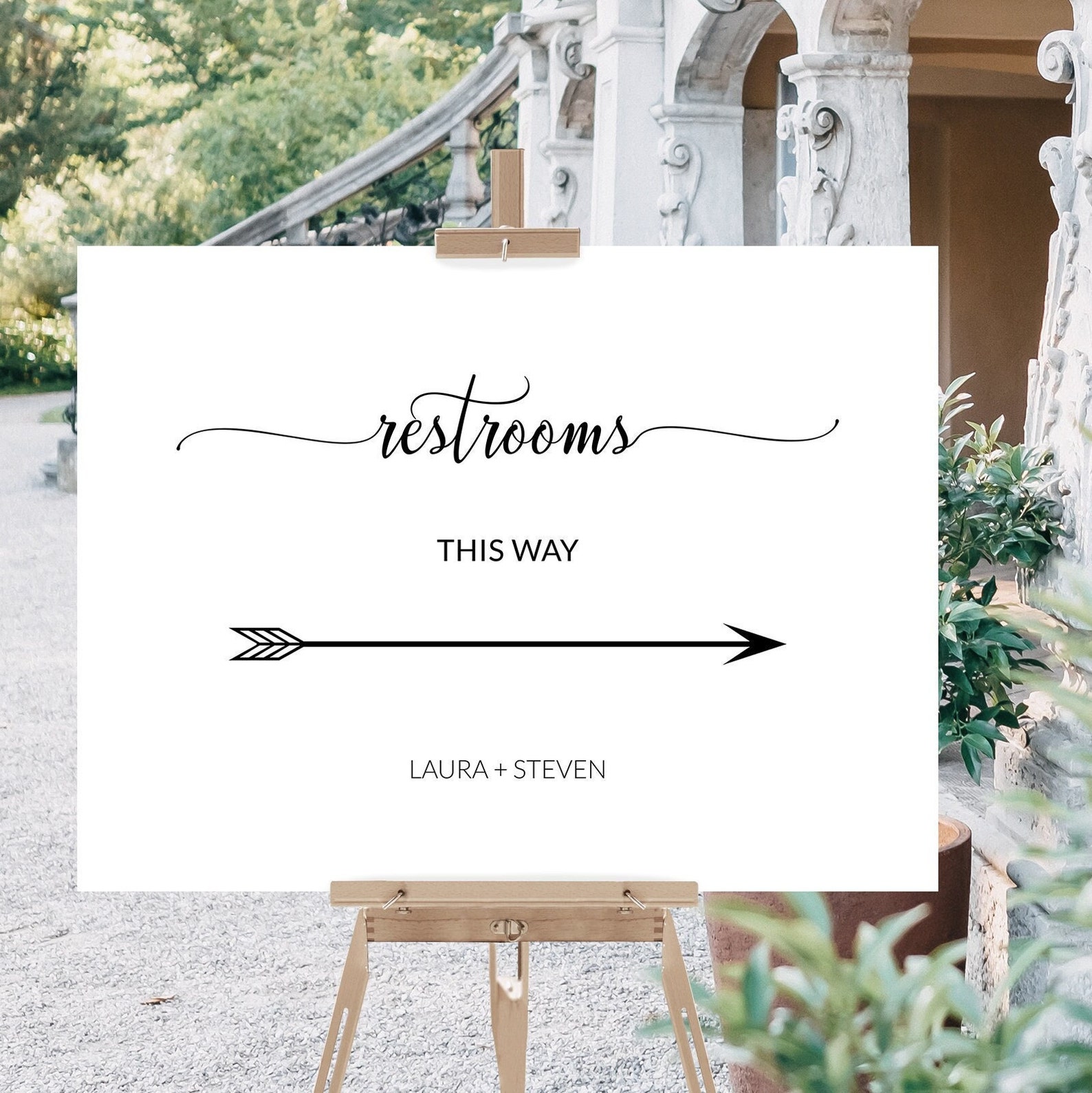 Minimalist Wedding Restroom Sign Template, Wedding This Way Sign, 20x16 ...