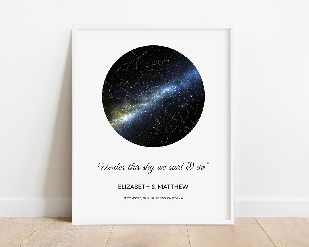 Digital Custom Star Map, Printable Night Sky Wall Art, Anniversary Gift ...