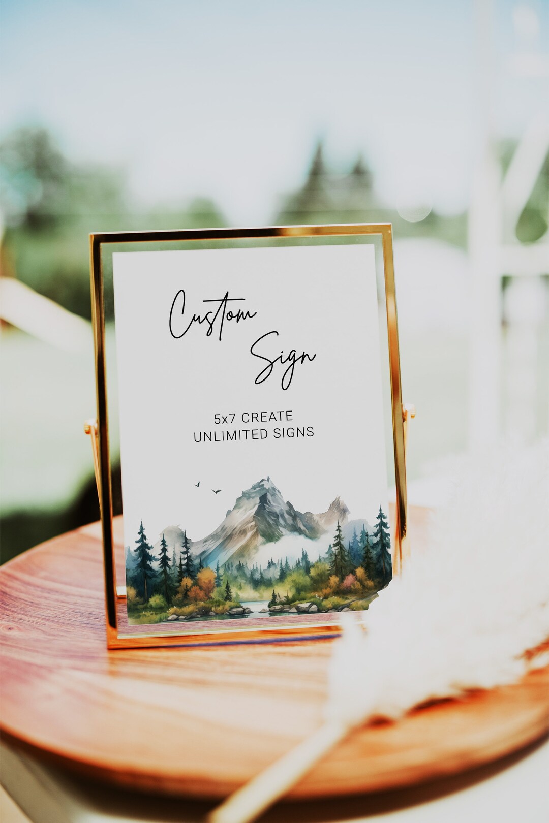 Mountain Custom Sign Template, Printable Rustic Mountain Forest Wedding ...