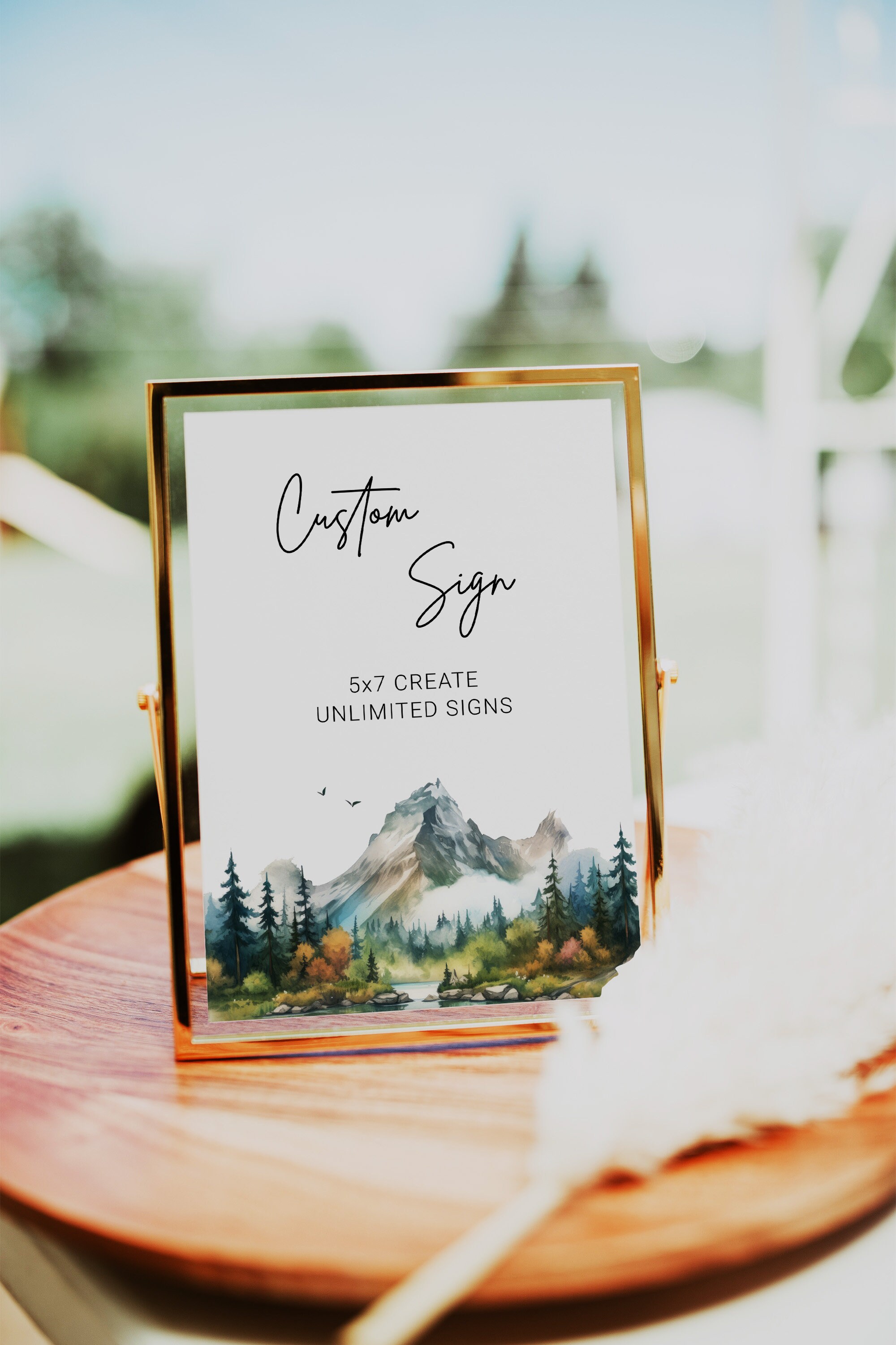 Mountain Custom Sign Template, Printable Rustic Mountain Forest Wedding ...