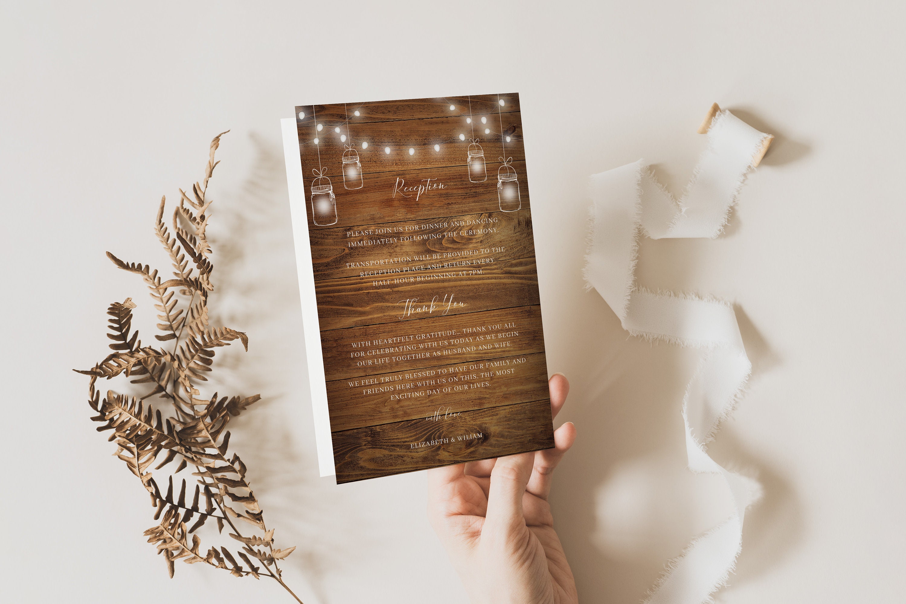 RUSTIC WOODEN Wedding Program & Timeline Template, Foldable Wedding ...