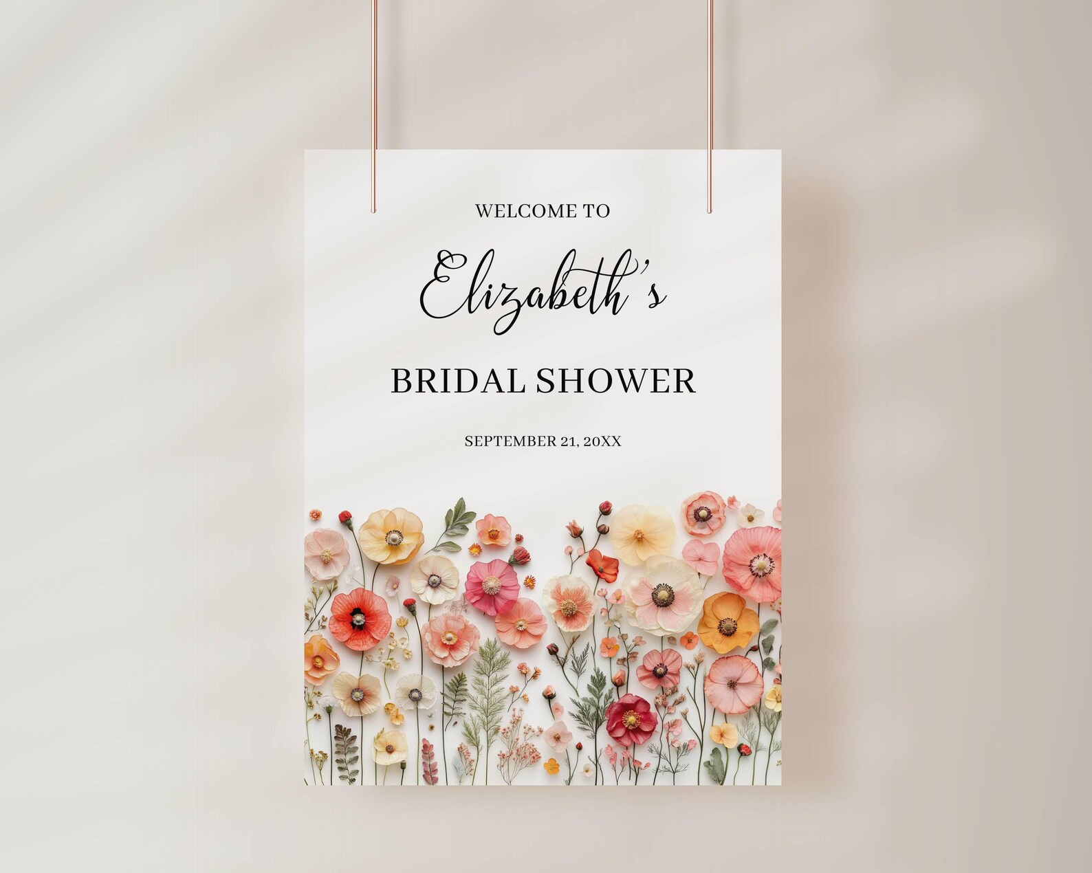 Editable Wildflower Welcome Sign Template, Printable Bridal Shower ...