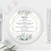 Greenery Round Wedding Menu Template, Circle Wedding Menu Printable ...