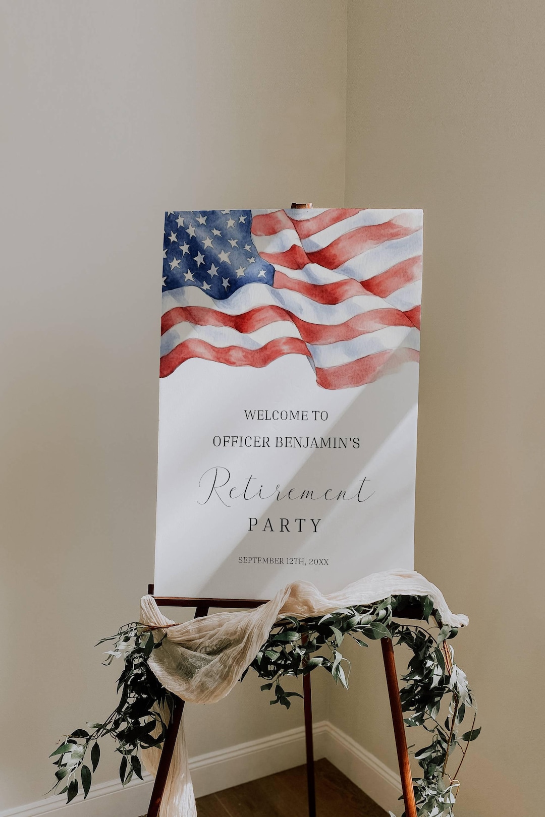 Retirement Party Welcome Sign Template, American Flag, US Navy Marines ...