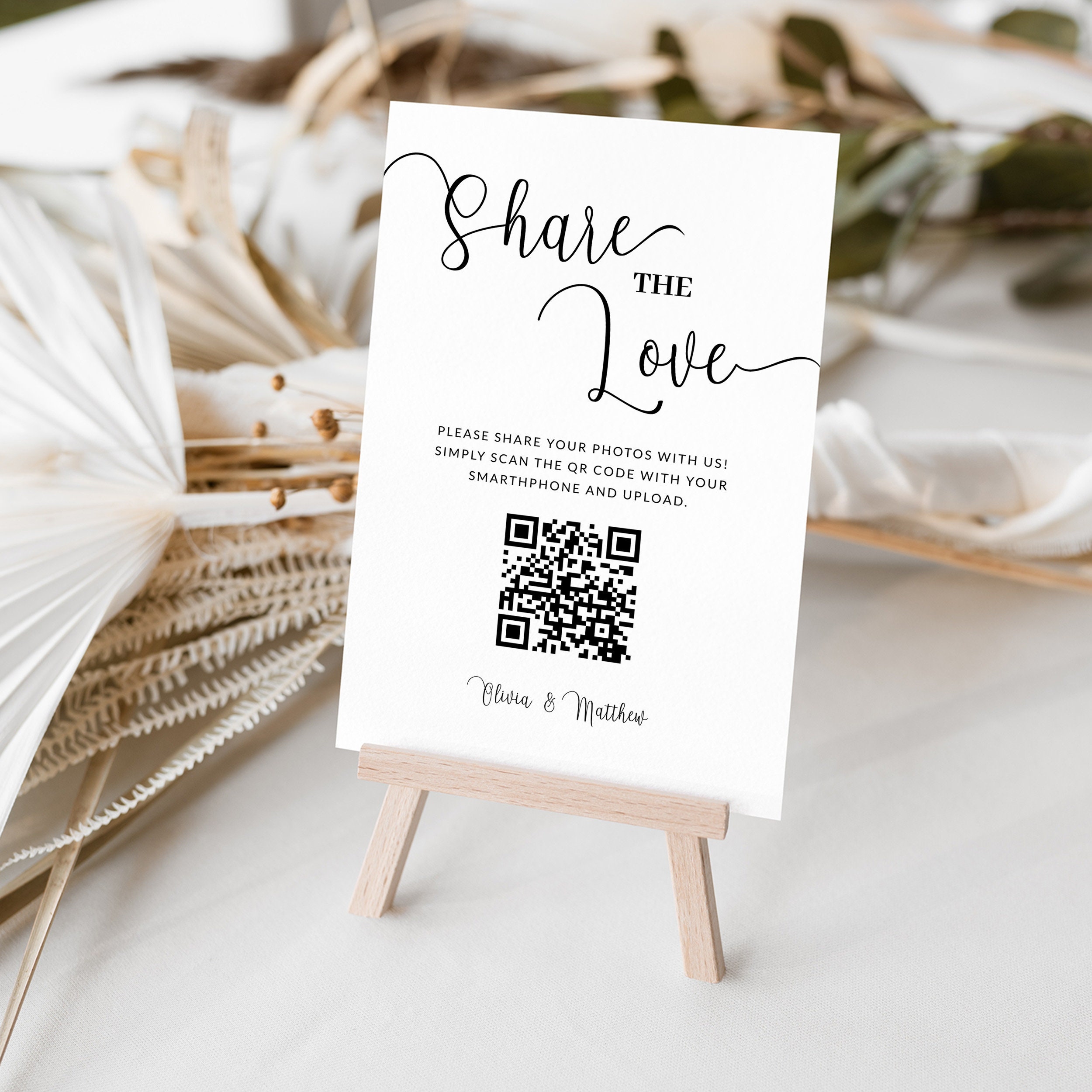 Share the Love QR Code Sign Photo Sharing Social Media Sign, Wedding ...