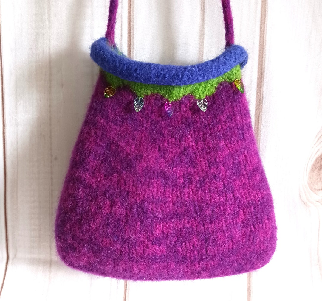 Handmade Knit and Felted Wool Purse Shoulder Bag - Etsy