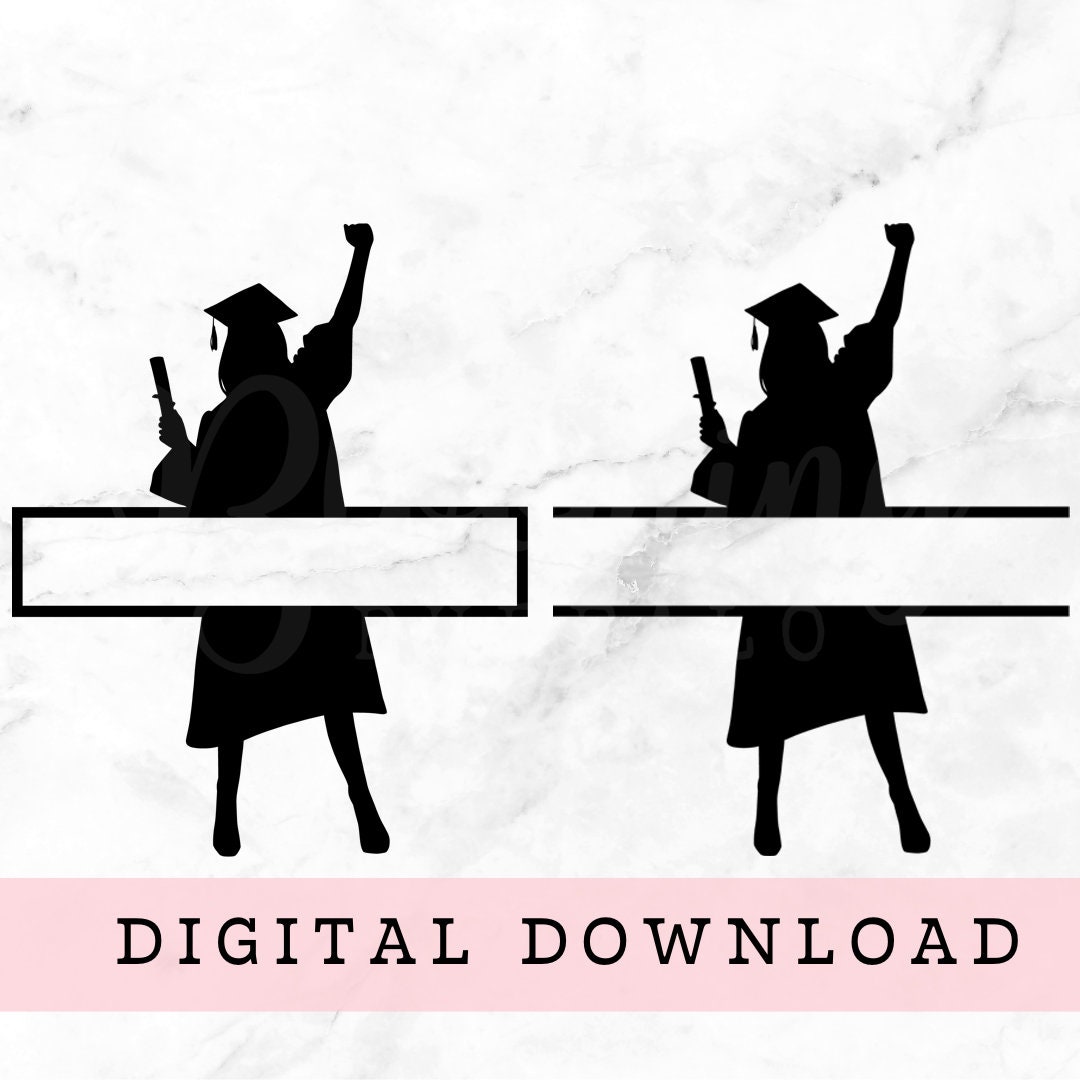 Graduate Full Body Silhouette Monogram SVG Digital Download, Split ...