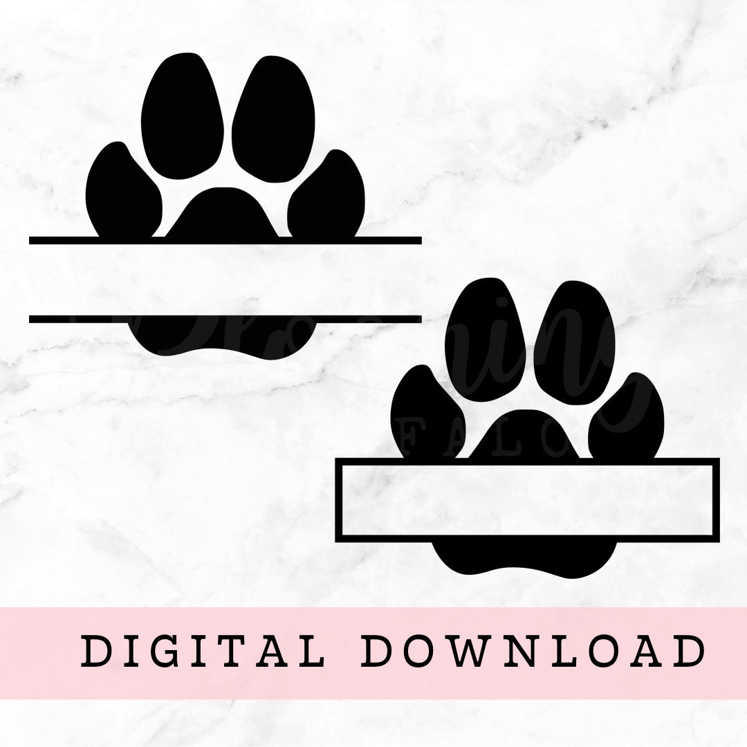 Split Monogram Solid Pet Pawprint Bundle Instant Download SVG File - Etsy