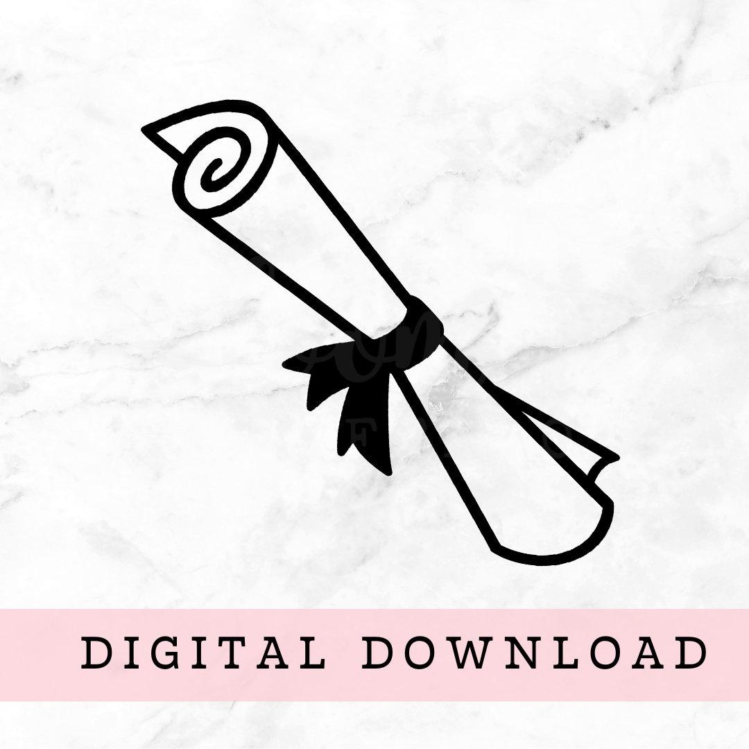 Graduation Diploma Line Art Instant Download SVG File - Etsy