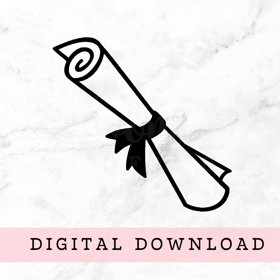 Graduation Diploma Line Art Instant Download SVG File - Etsy