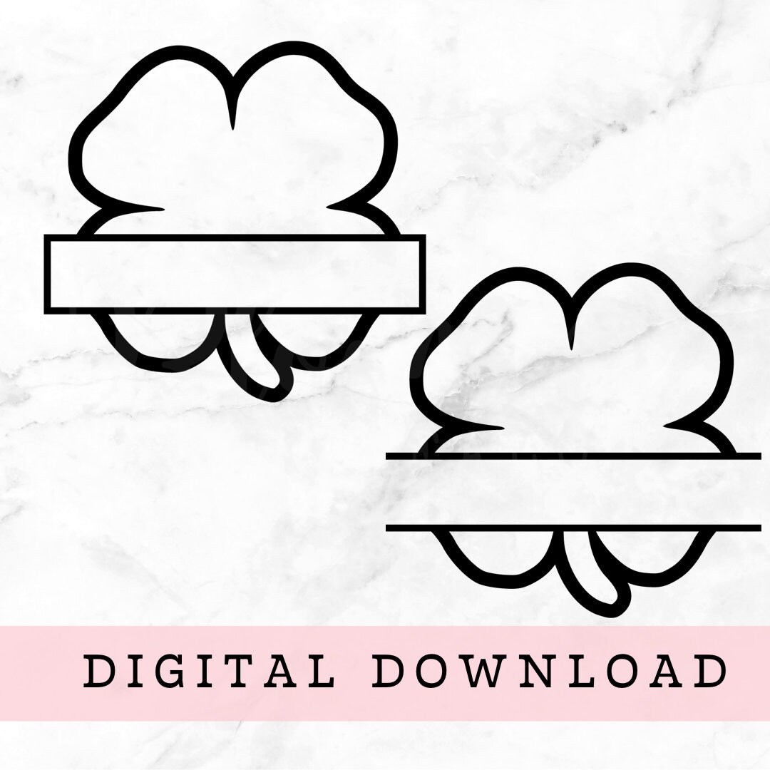 Split Monogram SVG, Split Clover Shamrock Outline Instant Download SVG ...