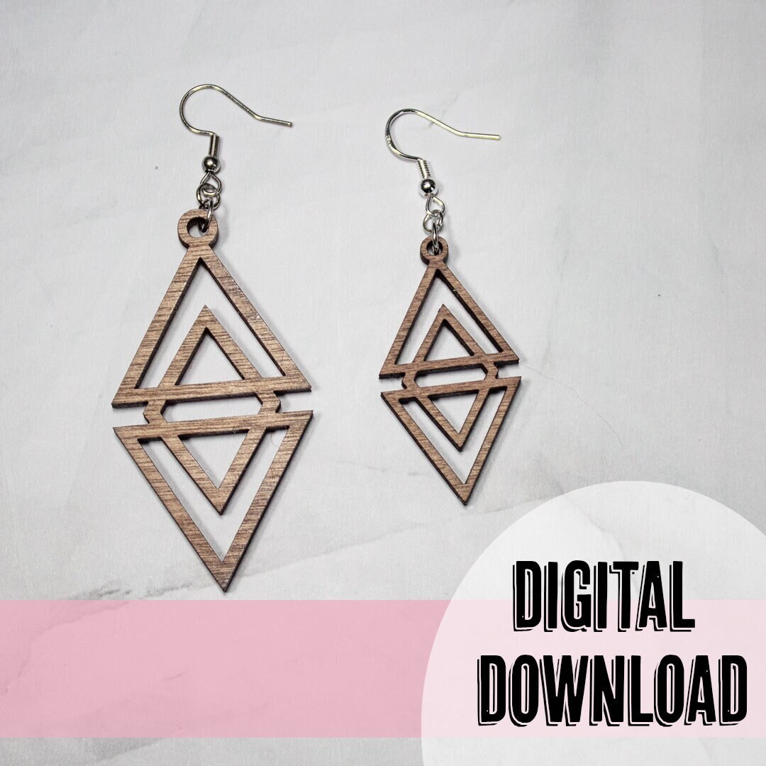 Geometric Dangle Earring Laser Ready SVG Instant Download Two Sizes ...