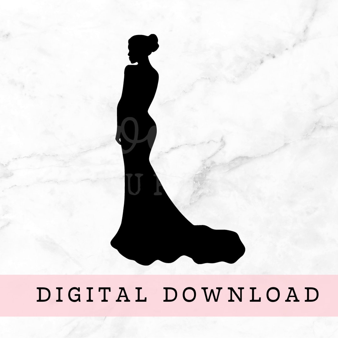 Wedding Bride Silhouette SVG Instant Digital Download, Beautiful Bride ...