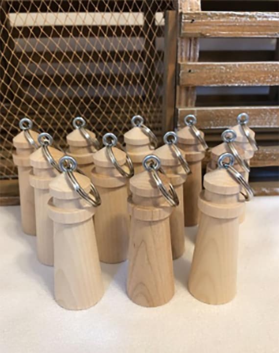 Lighthouse Key Chains Wooden Unfinished DIY Party Favors Set | Etsy