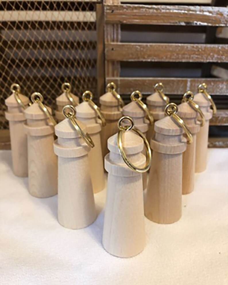 Lighthouse Key Chains, Wooden Unfinished DIY Party Favors, Set of 12 - Etsy