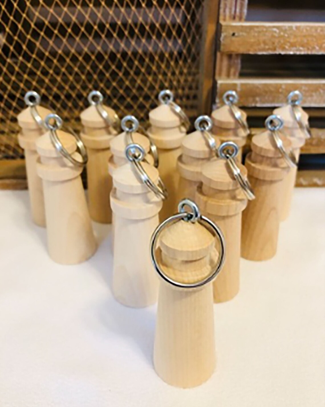 Lighthouse Key Chains, Wooden Unfinished DIY Party Favors, Set of 12 - Etsy