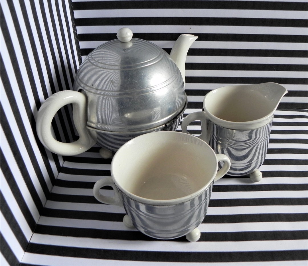 Nineteen Fifties Ever Hot Tea Set From J B Rosylea Polished Aluminium ...