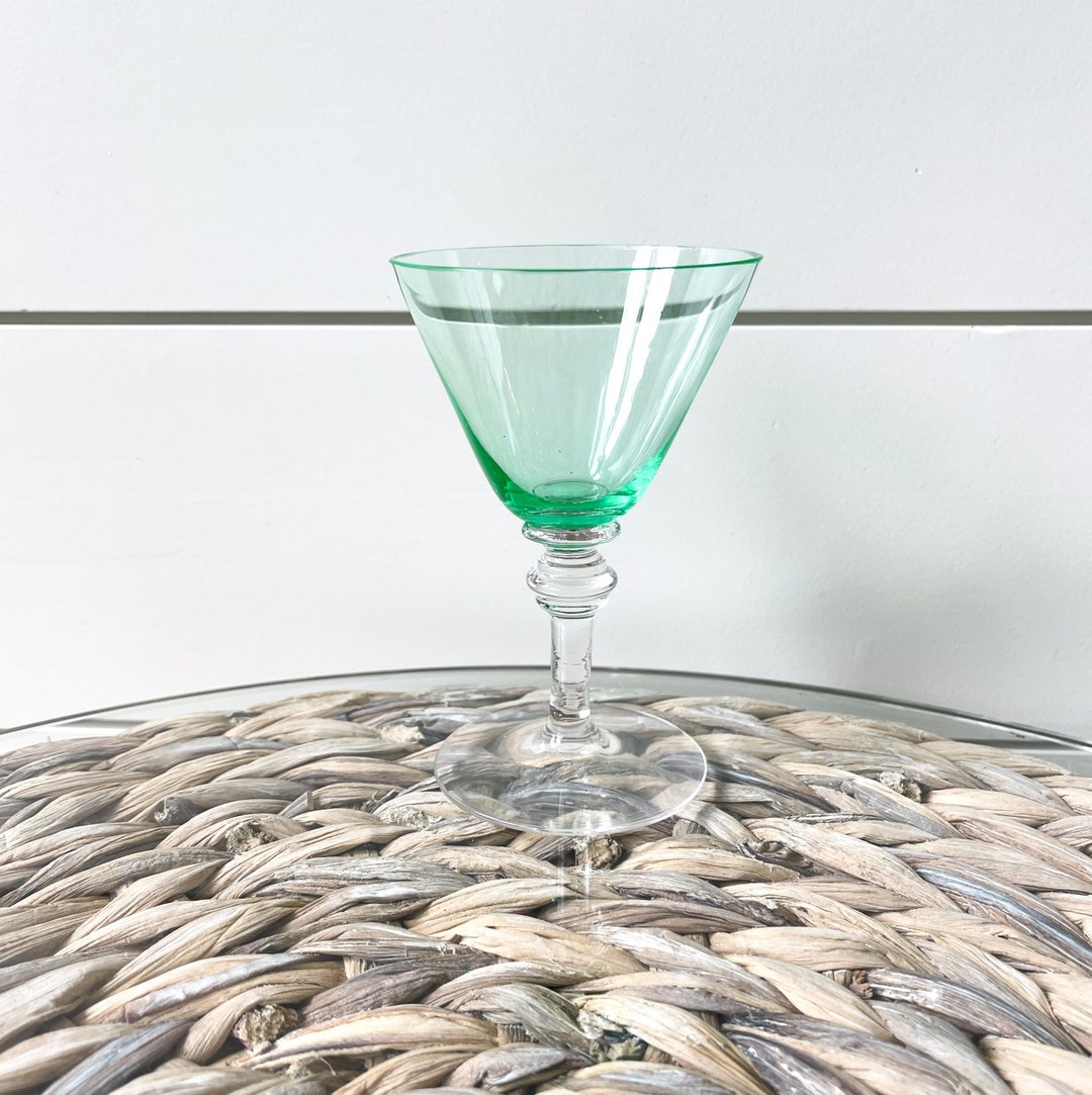 Rare Vintage Green Uranium Cordial Glass Sea Foam Green Glass Unique ...