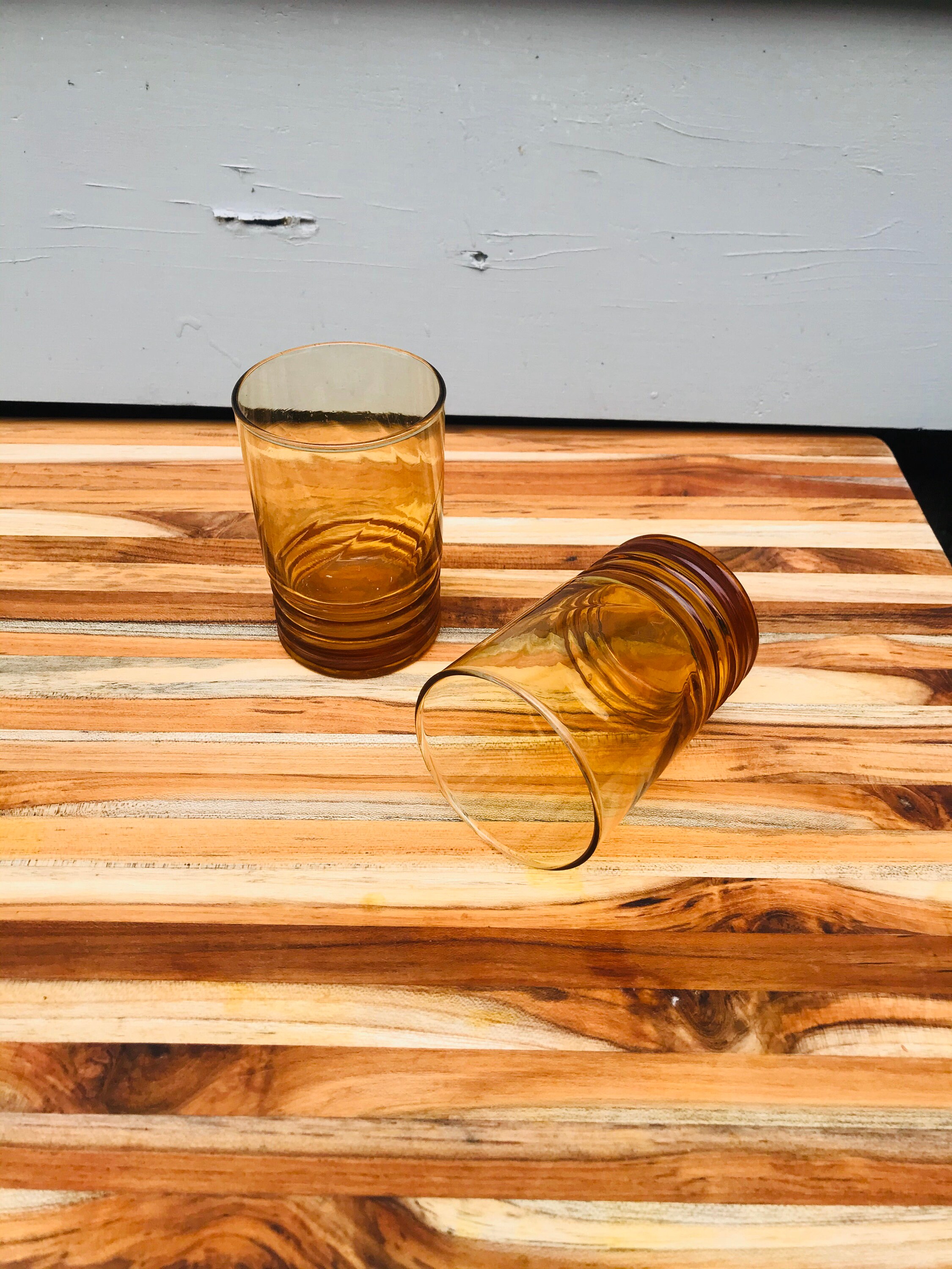 Mid Century Modern Amber Drinking Glasses - Etsy.de