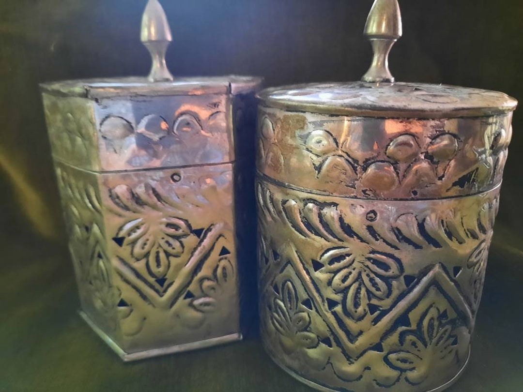 Set of Two Imported Decorative Canisters - Etsy