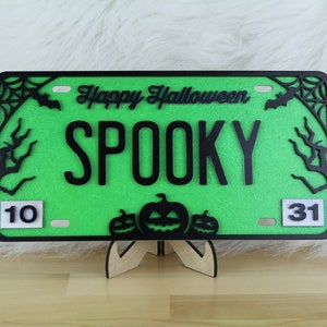 Spooky Vanity License Plate Wood Custom Color Halloween Decor - Etsy