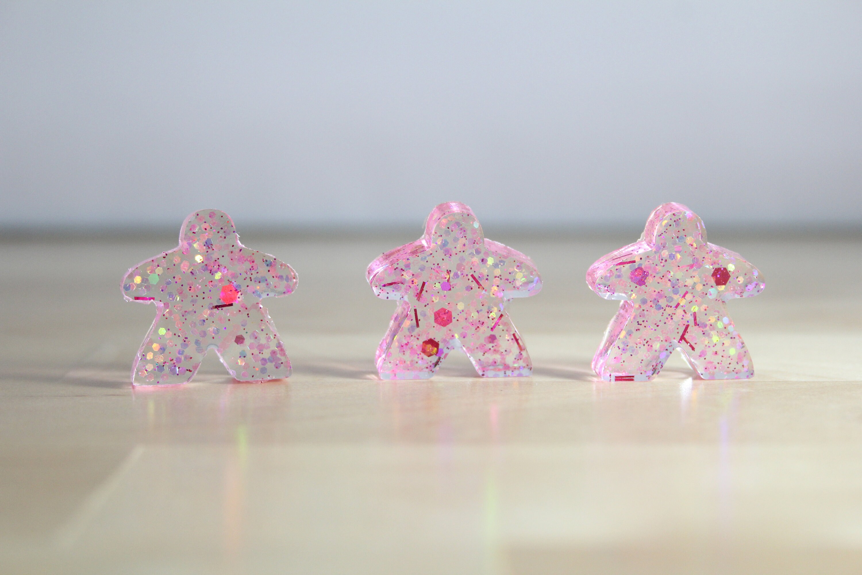 Pink Sparkle Meeple Set of 3 One of a Kind Resin art | Etsy