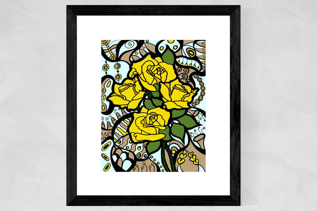 Rose Art Print, Rose Artwork, Yellow Roses Gifts, Flower Artwork ...