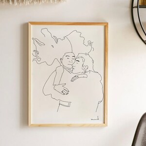 Custom Piece, Couple Portrait, Two People, Minimalist Line Art ...