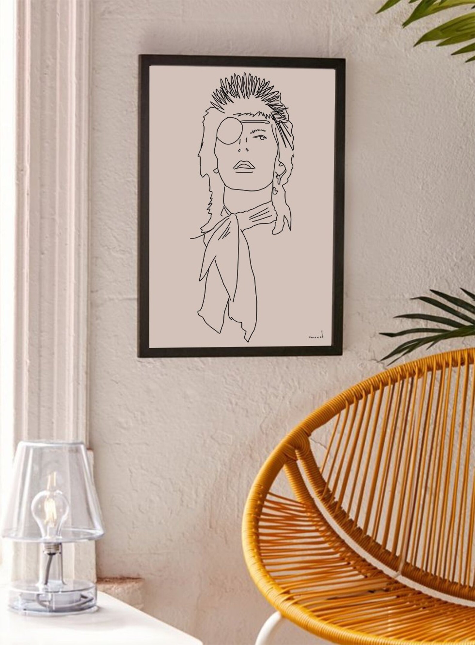 David Bowie Portrait, Minimalist Line Art, Ziggy Stardust, Modern Art ...